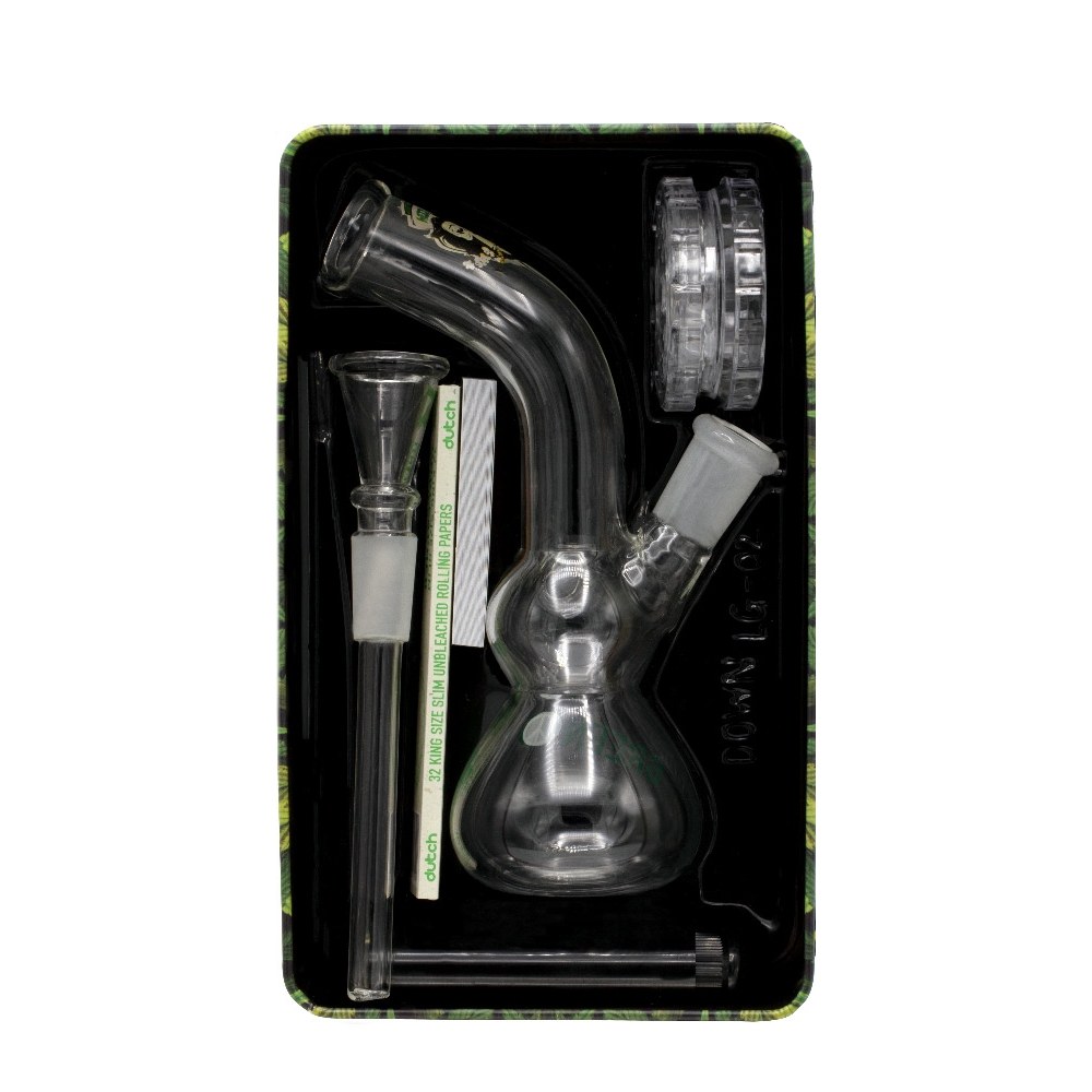 Stiklinė vandens pypkė dėžutėje "Greenline Monkey" 16 cm - Bongai.lt